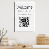 Welcome QR Code For Today's Menu Template Poster | Zazzle