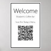 Welcome QR Code For Today's Menu Template Poster | Zazzle