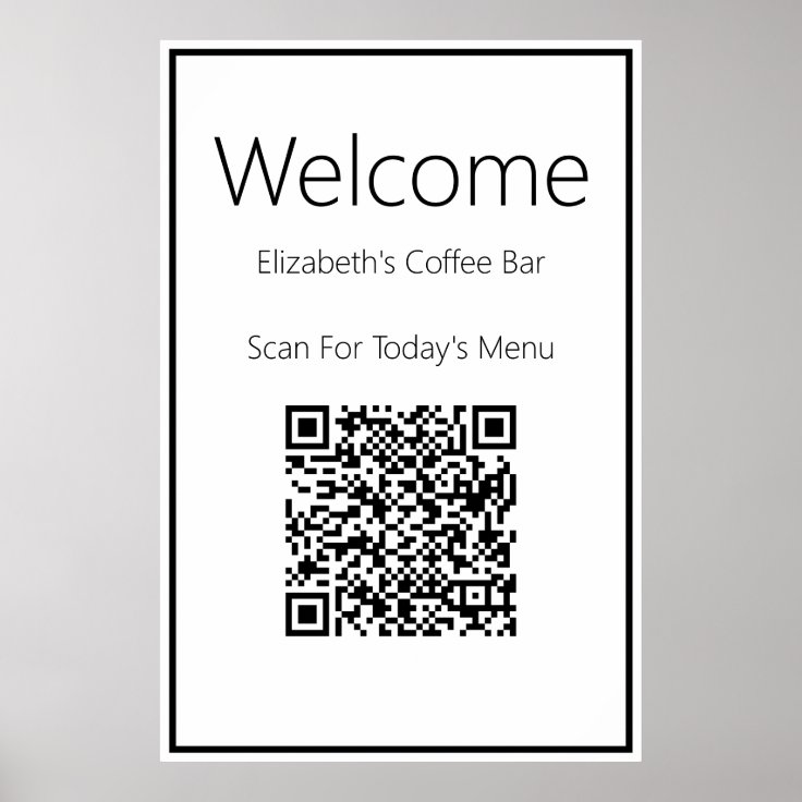 Welcome QR Code For Today's Menu Template Poster | Zazzle