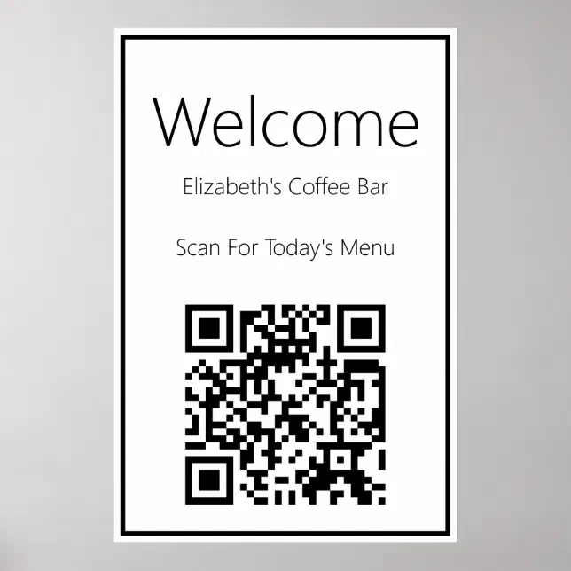 Welcome QR Code For Today's Menu Template Poster | Zazzle