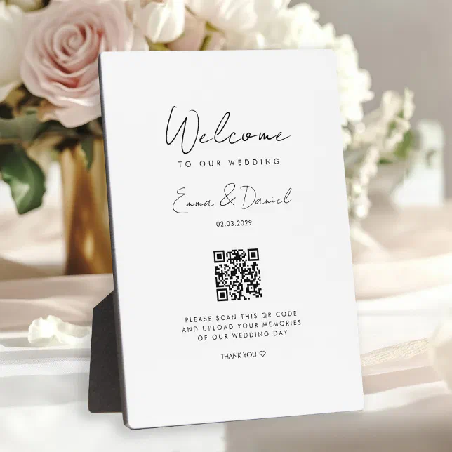 Welcome QR Code Wedding Gallery Plaque | Zazzle