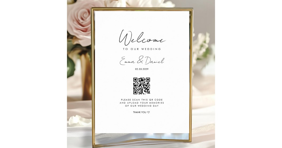 Welcome QR Code Wedding Gallery Poster | Zazzle