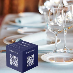 Welcome QR codes info hotel restaurant table blue Cube | Zazzle