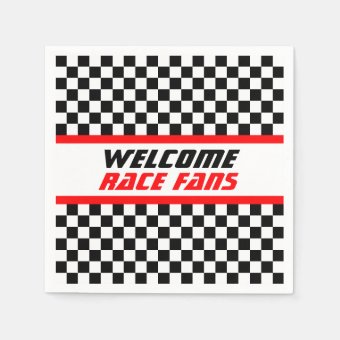 Welcome Race Fans Checkered Flag Napkins | Zazzle