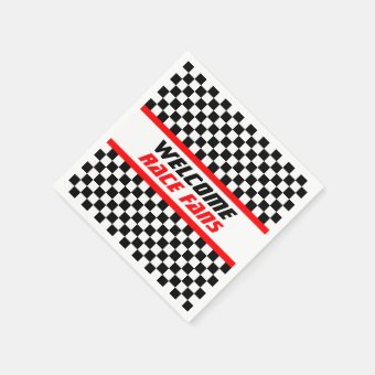 Welcome Race Fans Checkered Flag Napkins | Zazzle