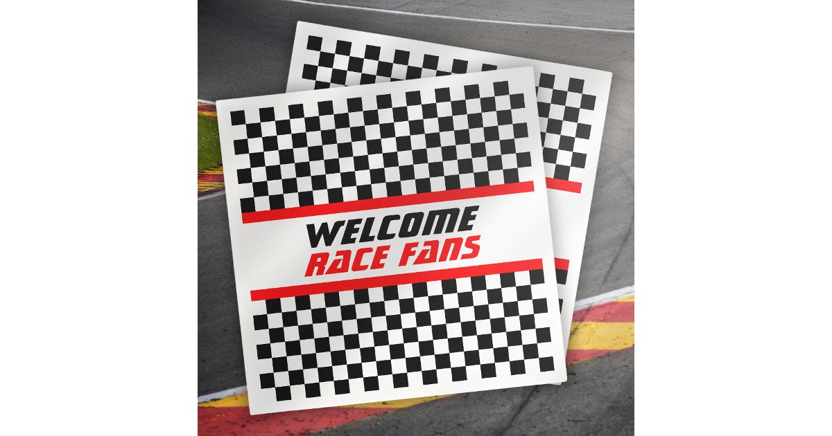 Welcome Race Fans Checkered Flag Napkins | Zazzle
