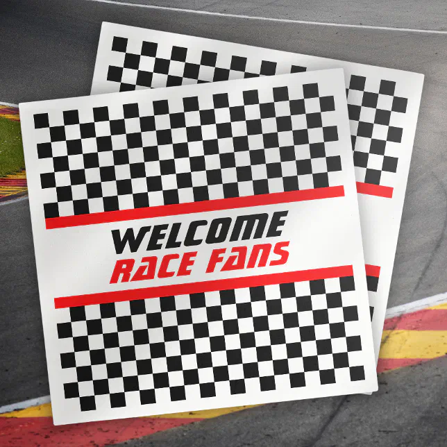 Welcome Race Fans Checkered Flag Napkins | Zazzle