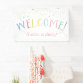WELCOME RAINBOW TYPE pretty party pastel colors Banner | Zazzle