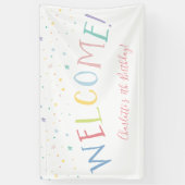 WELCOME RAINBOW TYPE pretty party pastel colors Banner | Zazzle