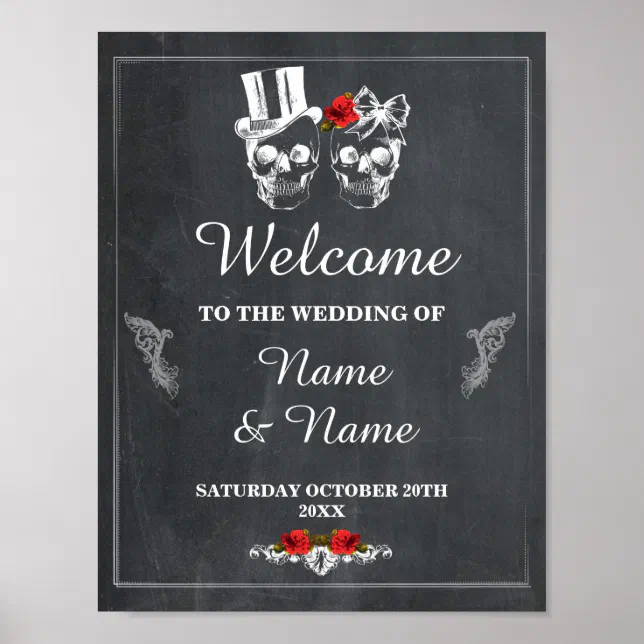 Welcome Rustic Skull Halloween Sign Wedding | Zazzle