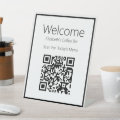 Welcome Scan QR Code for Menu Pedestal Sign | Zazzle