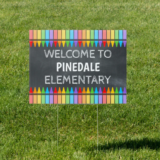 Welcome School Yard Crayon Chalkboard Sign | Zazzle