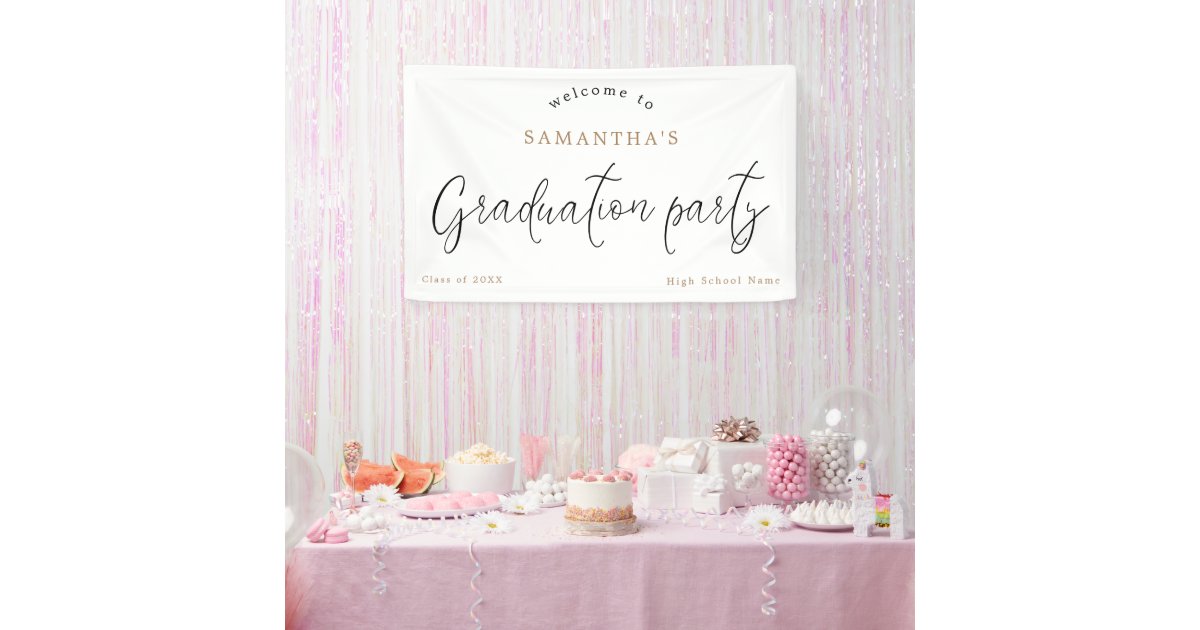 Welcome Script Name Year Graduation Party Banner | Zazzle