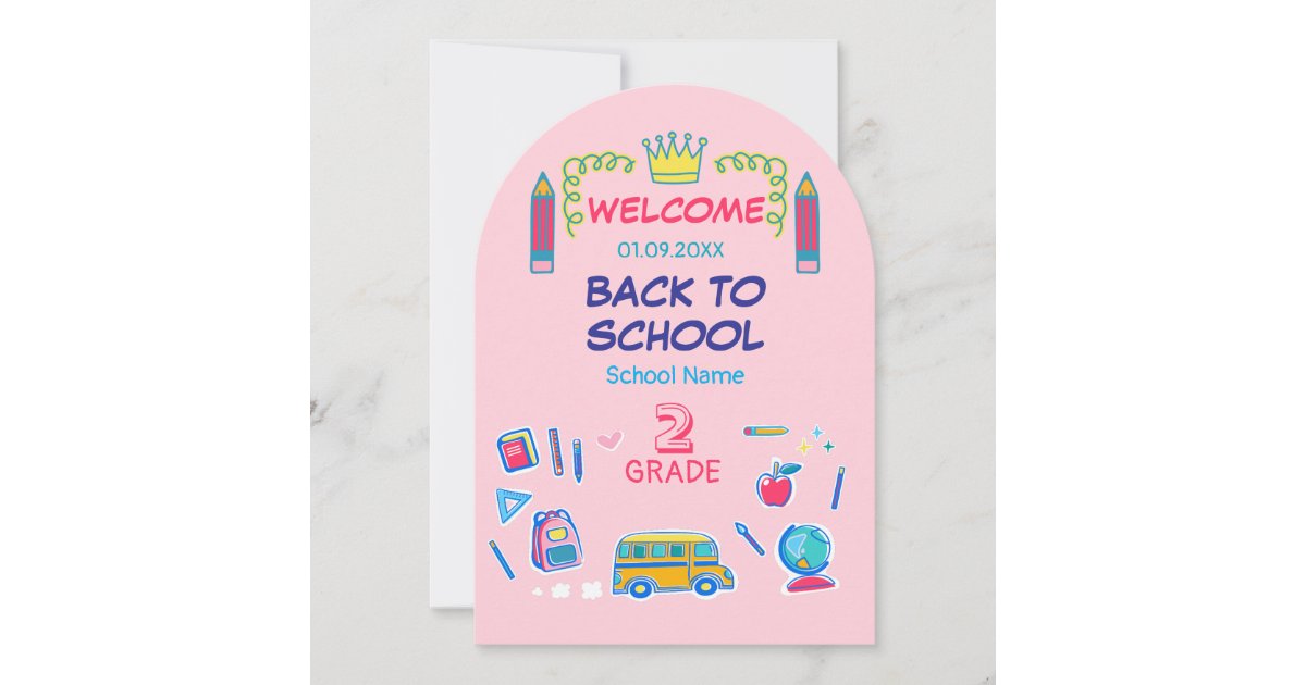 Welcome Second Grade Back School Invitation | Zazzle