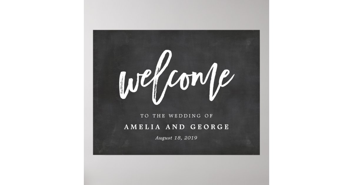 Welcome Sign Choose Your Size Brushed Chalkboard | Zazzle