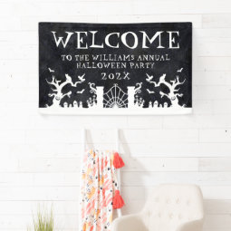 Welcome Sign Family Annual Halloween Party Banner | Zazzle