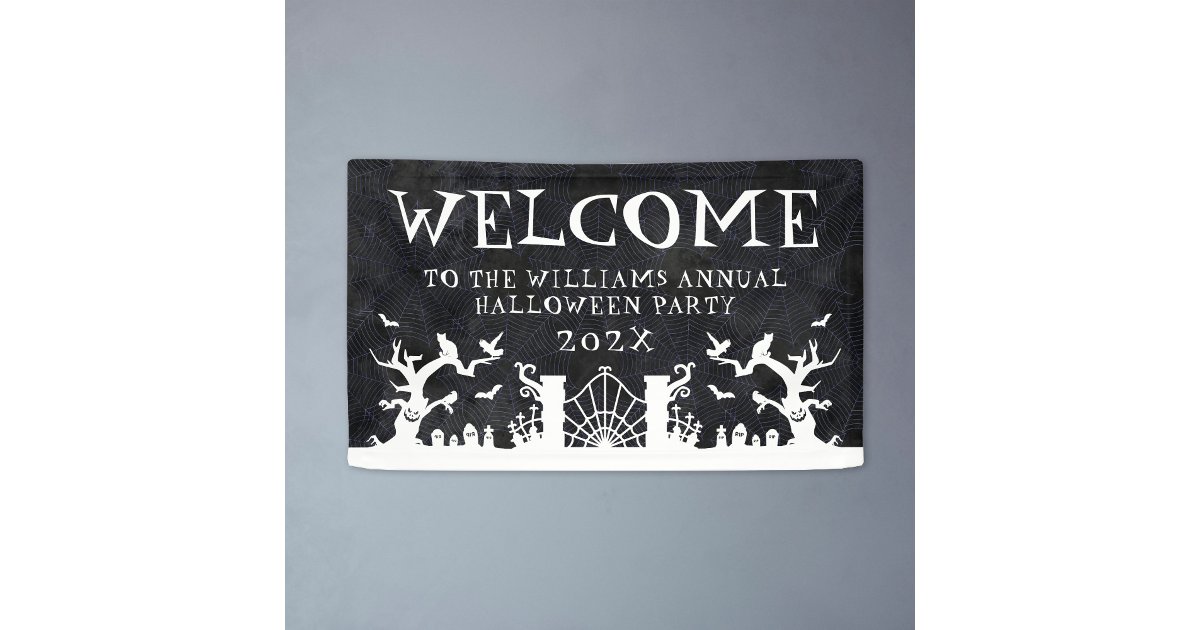 Welcome Sign Family Annual Halloween Party Banner | Zazzle