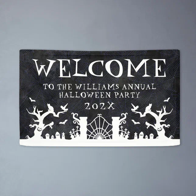 Welcome Sign Family Annual Halloween Party Banner | Zazzle