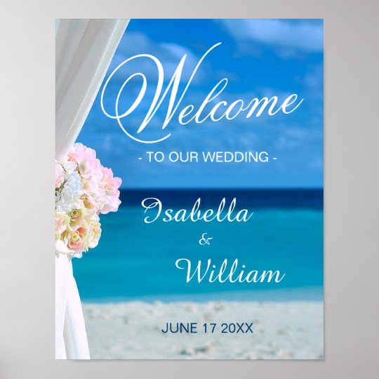 Welcome Sign | Floral Ocean Beach Summer Wedding | Zazzle.com