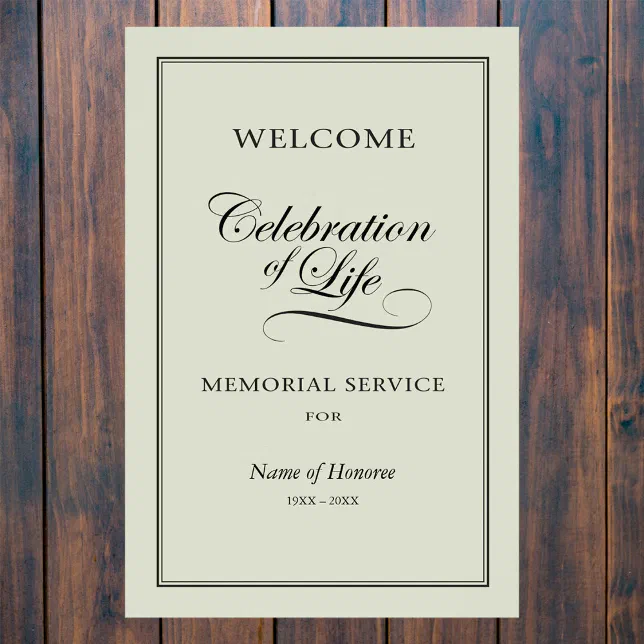 Welcome sign for Memorial Service | Zazzle