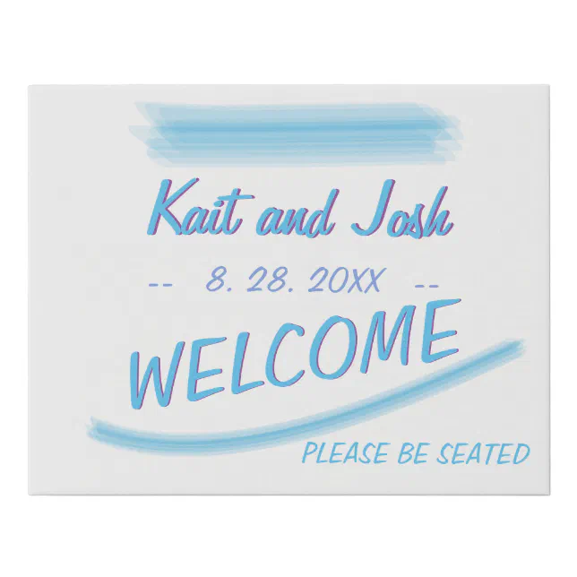 Welcome Sign Minimalist Soft Ambiance Blue | Zazzle
