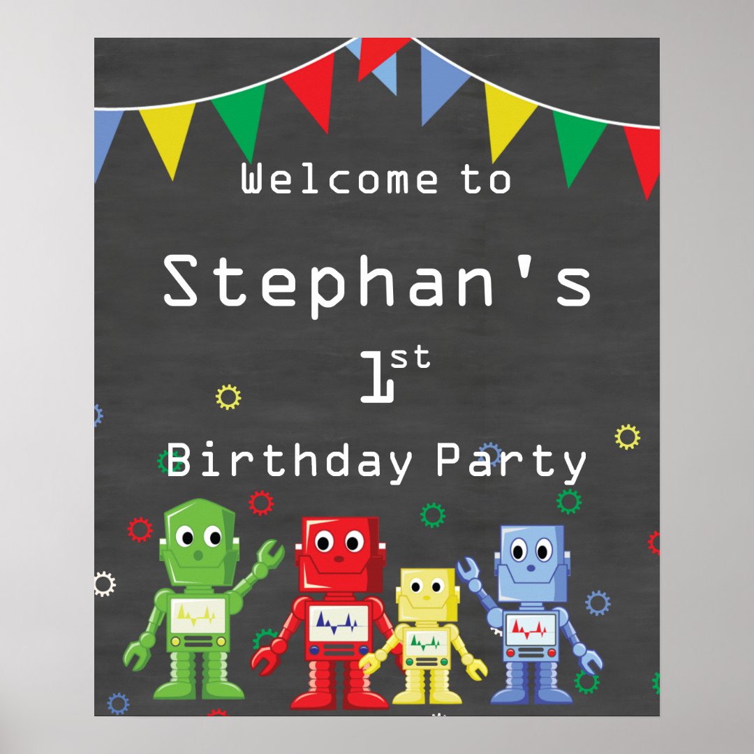 Welcome sign Robot themed birthday party | Zazzle