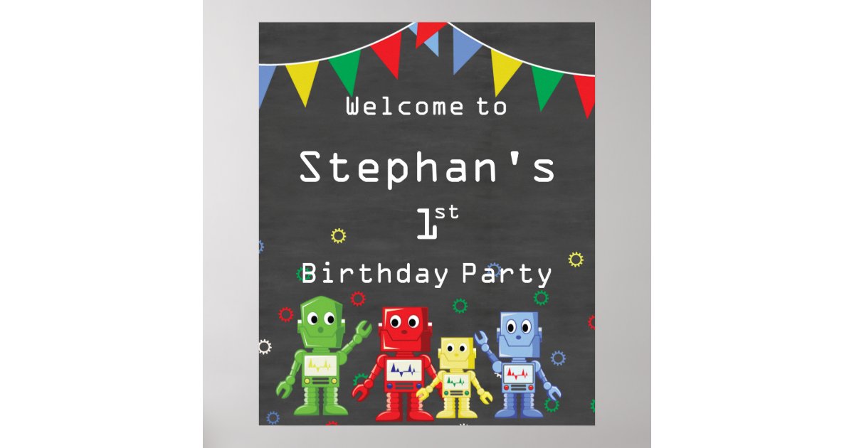 Welcome sign Robot themed birthday party | Zazzle