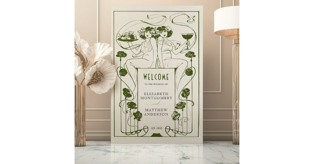 Welcome Sign Wedding Vintage Art Nouveau | Zazzle