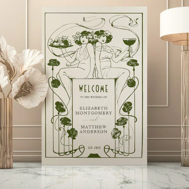 Welcome Sign Wedding Vintage Art Nouveau | Zazzle