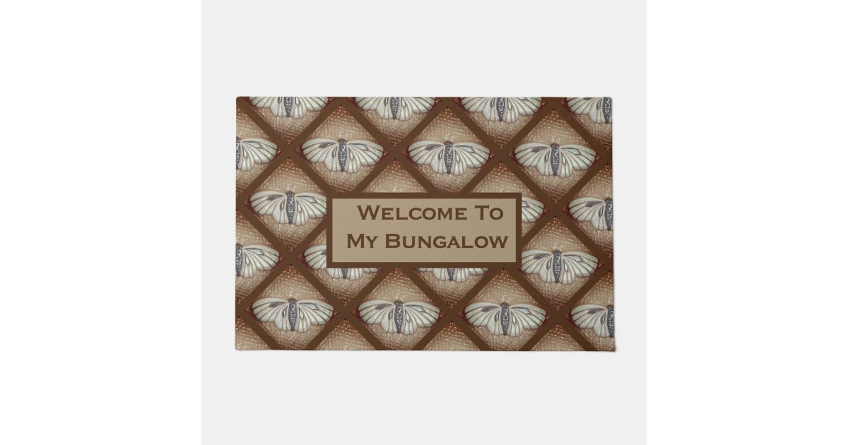 Welcome sign with Moths Doormat | Zazzle