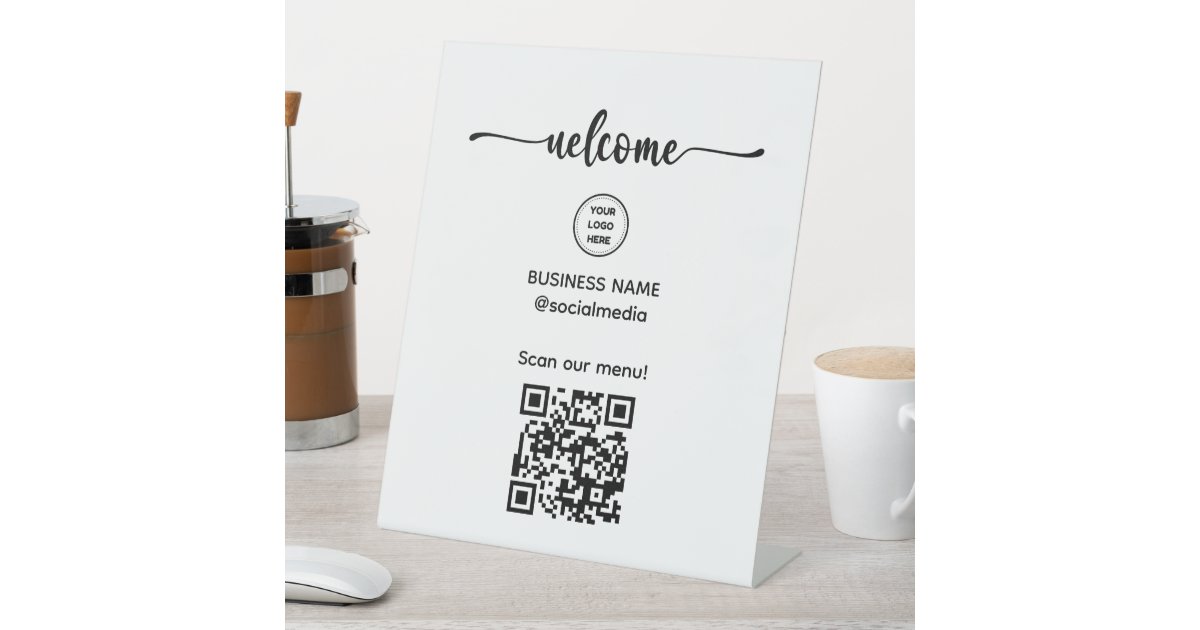 Welcome Sign With QR Code For Menu Sign | Zazzle
