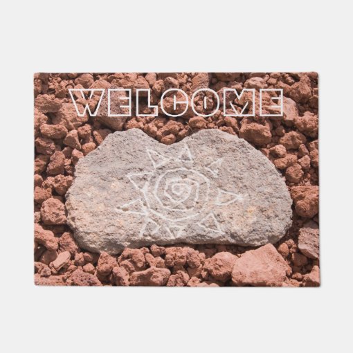 WELCOME Southwestern Sun Etched Arizona Lava Rock Doormat | Zazzle