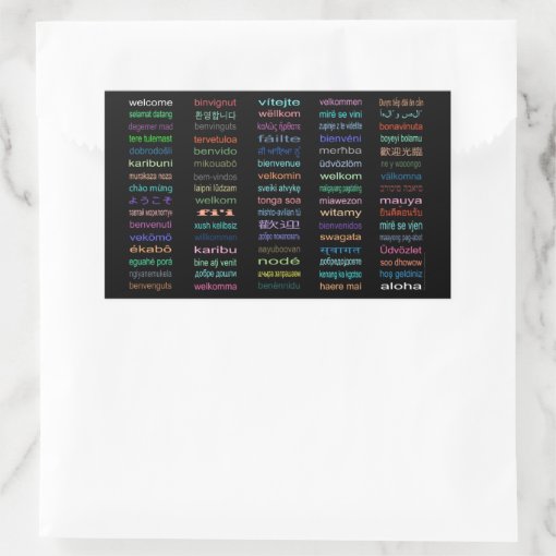 Welcome Stickers : 80 Languages / Black | Zazzle