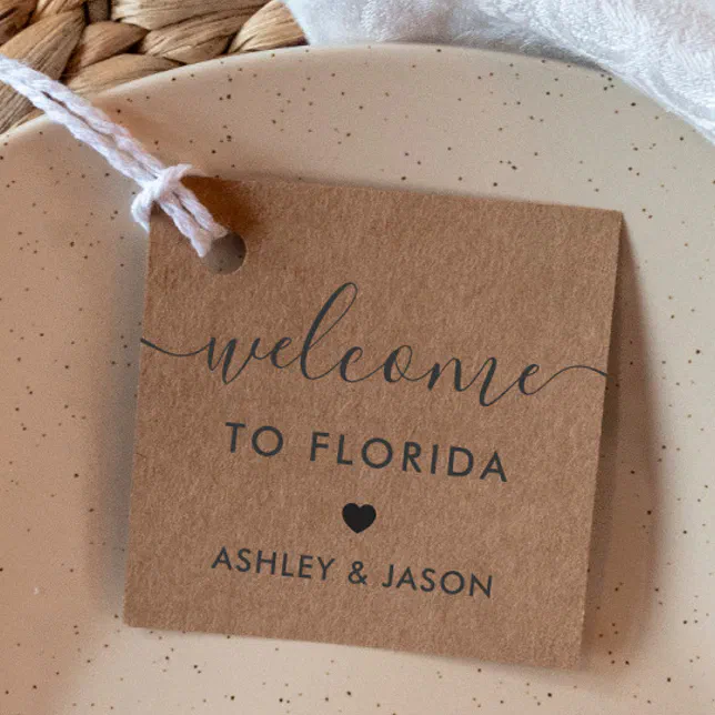 Welcome Tag, Wedding Welcome Bag Gift Tags, Kraft Favor Tags | Zazzle