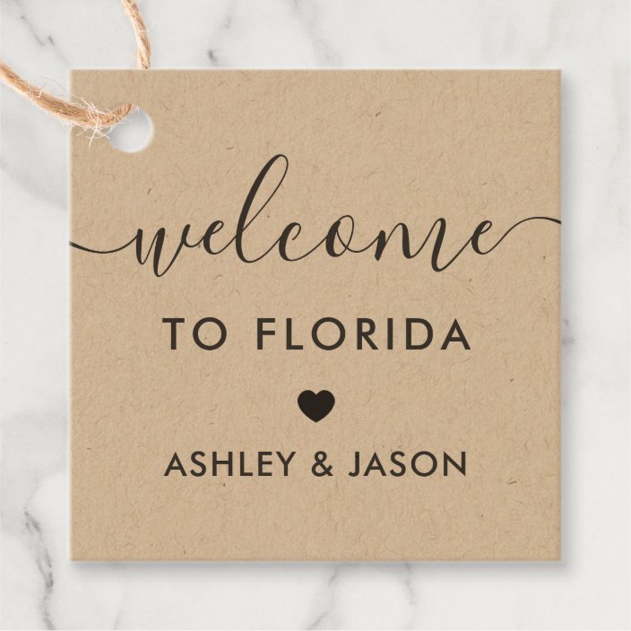 Welcome Tag, Wedding Welcome Bag Gift Tags, Kraft Favor Tags | Zazzle.com