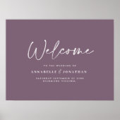 Welcome the wedding modern purple violet wedding poster | Zazzle