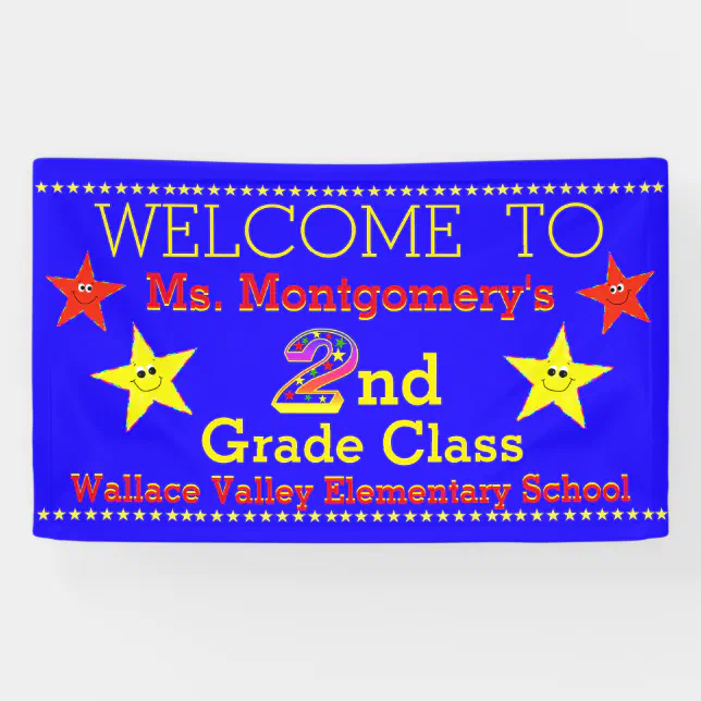 Welcome To 2nd Grade Class Fun Stars Banner | Zazzle