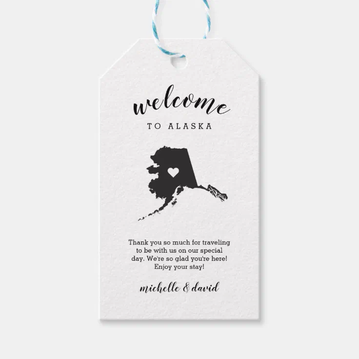 Welcome to Alaska | Calligraphy Wedding Gift Tags | Zazzle