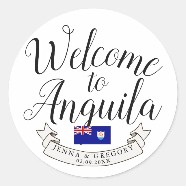 Welcome to Anguilla | Destination Wedding Favor Classic Round Sticker ...