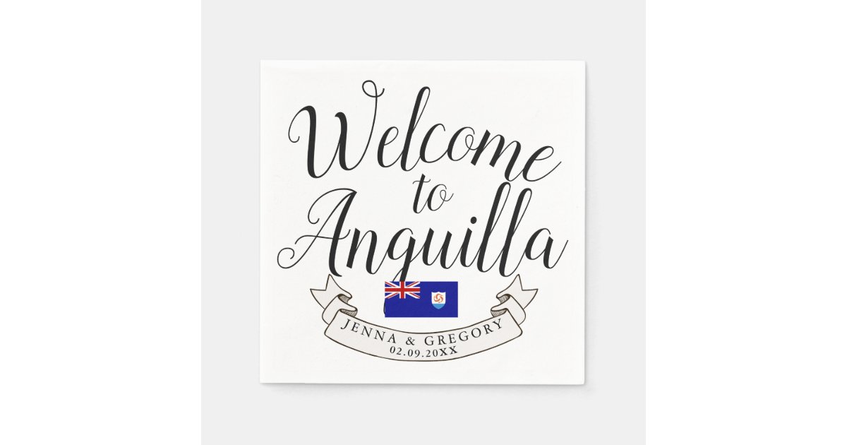Welcome to Anguilla | Destination Wedding Favor Napkins | Zazzle