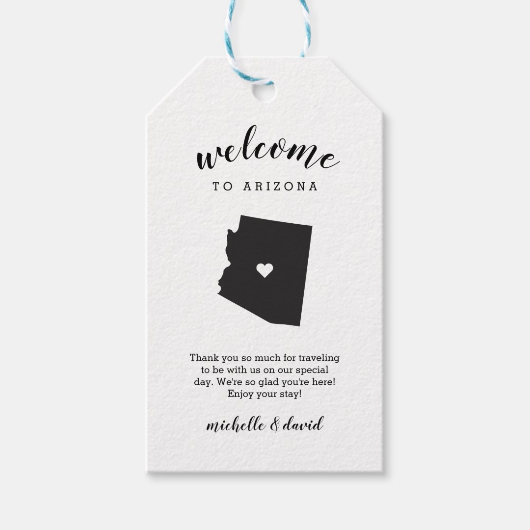 Welcome to Arizona | Calligraphy Wedding Gift Tags | Zazzle