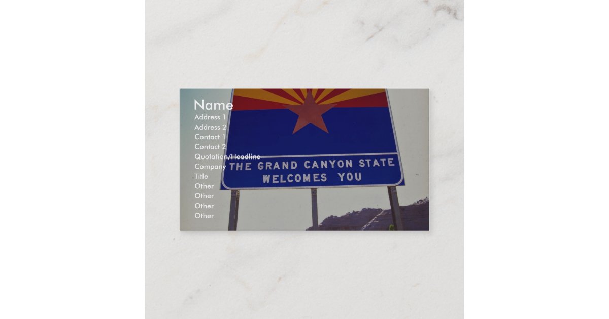 Welcome to Arizona sign at Lupton, Arizona Desert Business Card | Zazzle