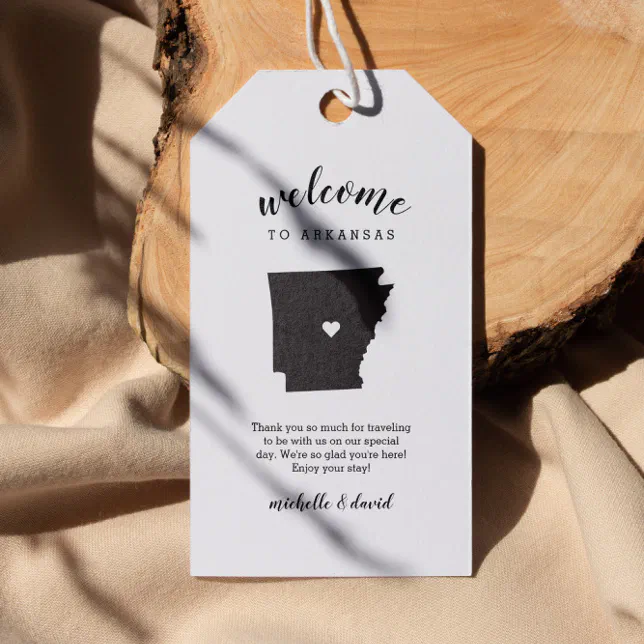 Welcome to Arkansas | Calligraphy Wedding Gift Tags | Zazzle