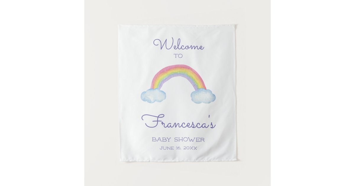 Welcome To Baby Shower Watercolor Rainbow Tapestry | Zazzle