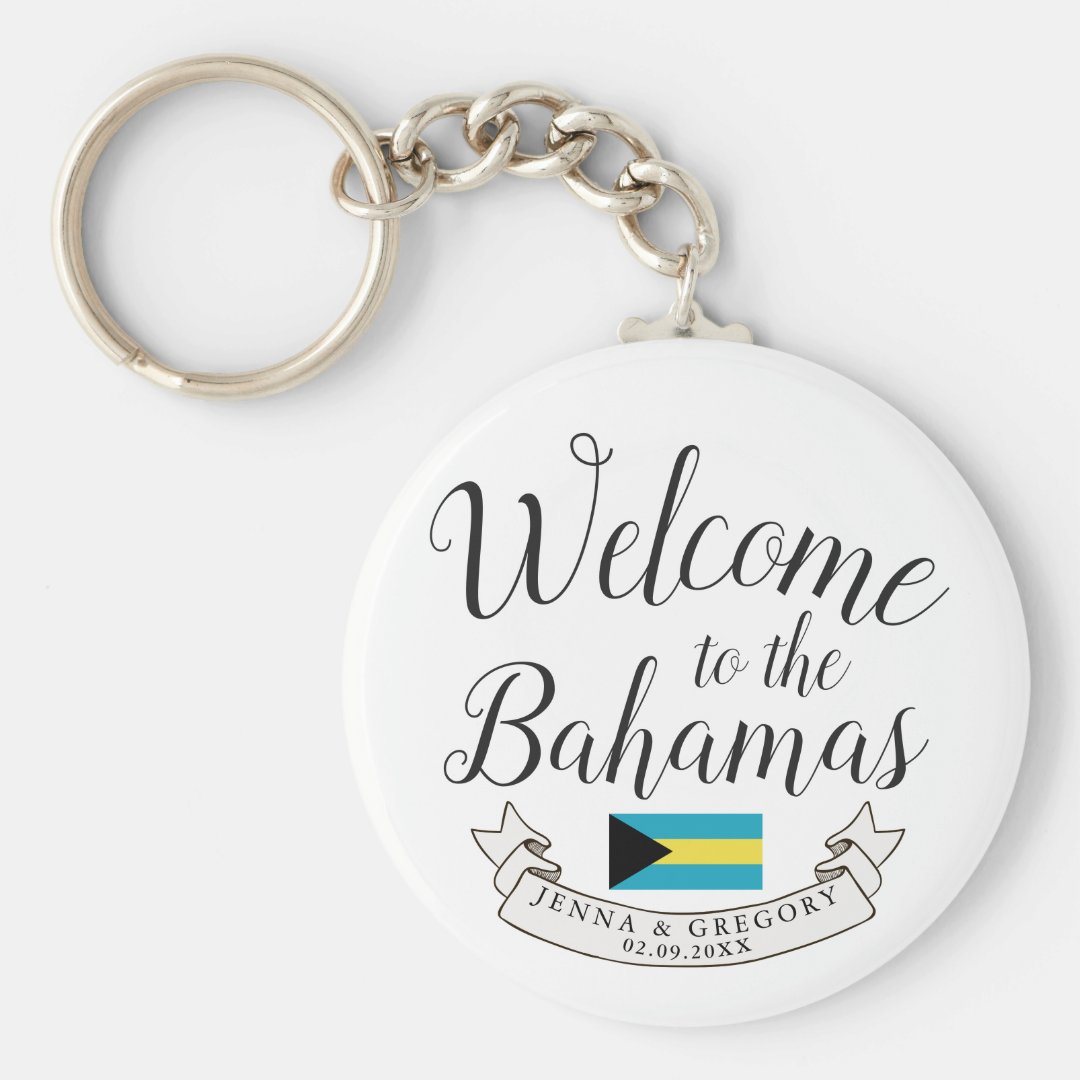 Welcome to Bahamas | Destination Wedding Custom Keychain | Zazzle