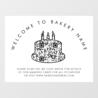 Welcome to Bakery Name QR Code Window Cling | Zazzle