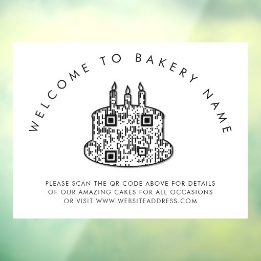 Welcome to Bakery Name QR Code Window Cling | Zazzle