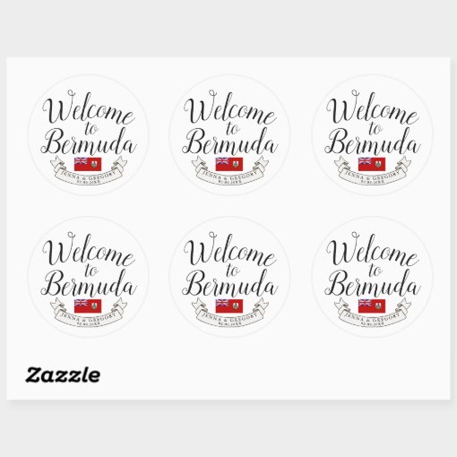 Welcome to Bermuda | Destination Wedding Favor Classic Round Sticker ...