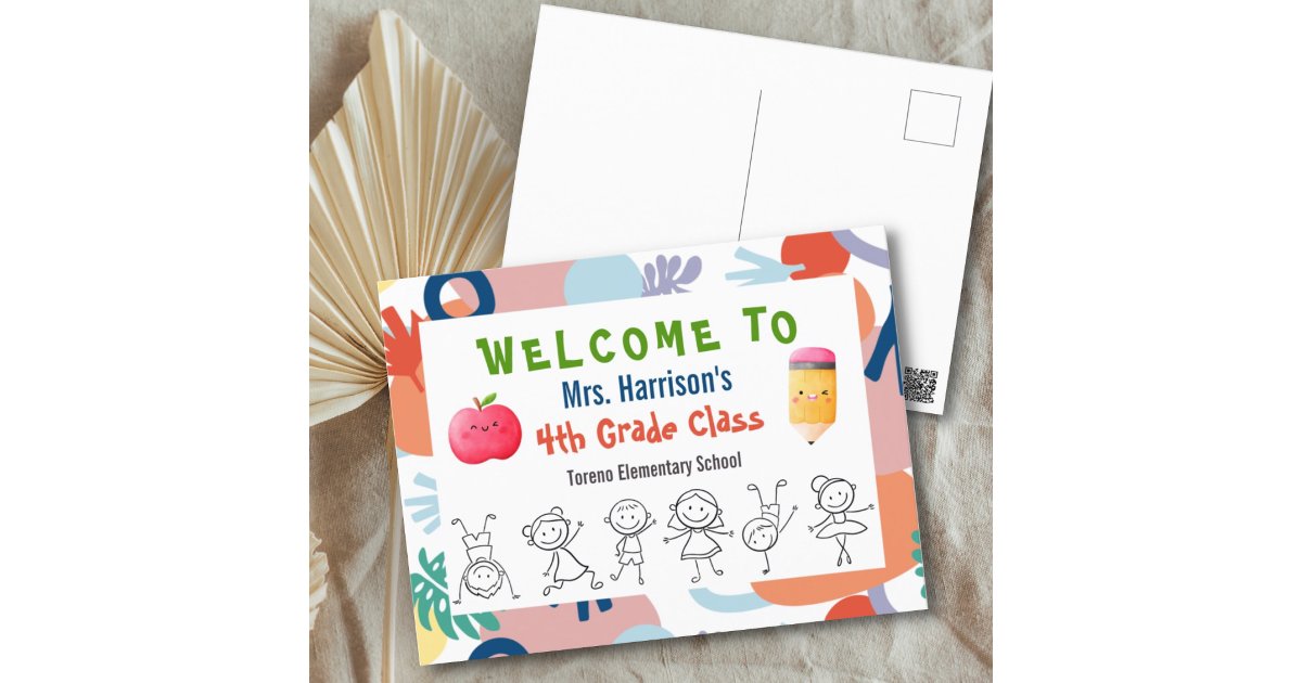 Welcome To Class Apple Back To School Teacher Postcard | Zazzle
