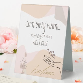Welcome to Company Event Modern Shapes Hand Table Tent Sign | Zazzle